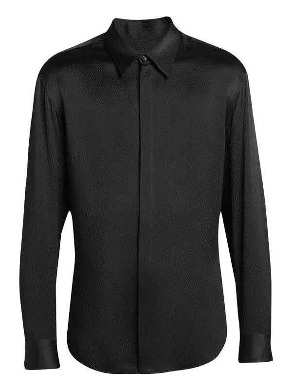 Giorgio Armani Printed Silk Button-front Shirt - Nero