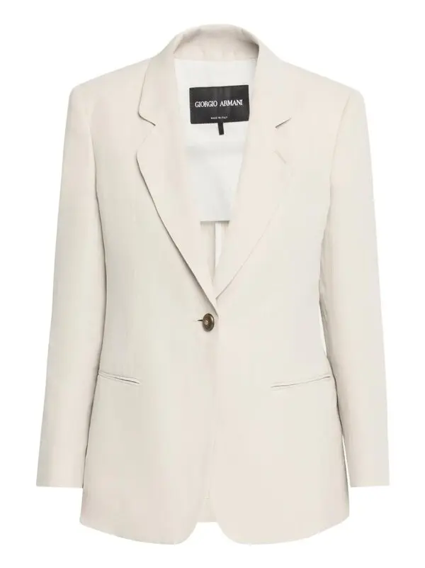 Giorgio Armani Linen Single-breasted Blazer Jacket - Solid Medium Grey