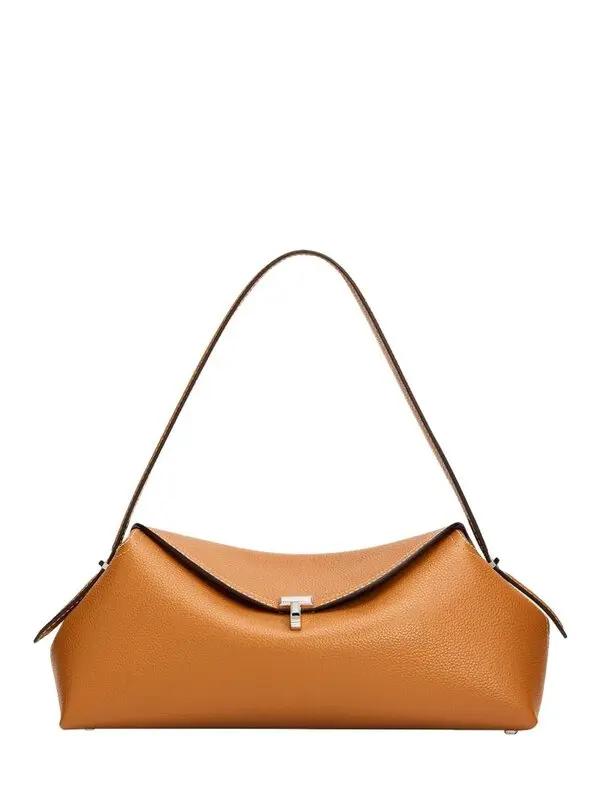 TOTEME Grained Leather T-lock Shoulder Bag - Tan
