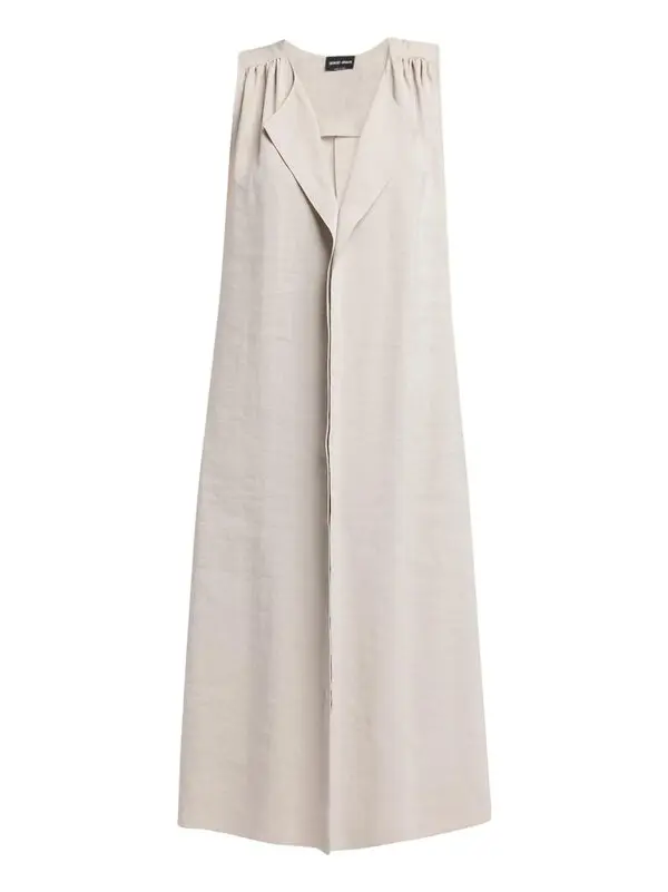 Giorgio Armani Sleeveless Silk Maxi Shirtdress - Light Gray