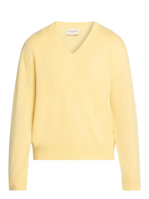 Officine Générale V-neck Wool Sweater - Vanilla