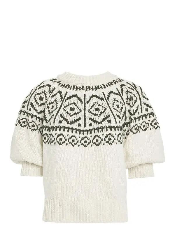 Altuzarra Howard Fair Isle Short Puff-sleeve Sweater - Ivory