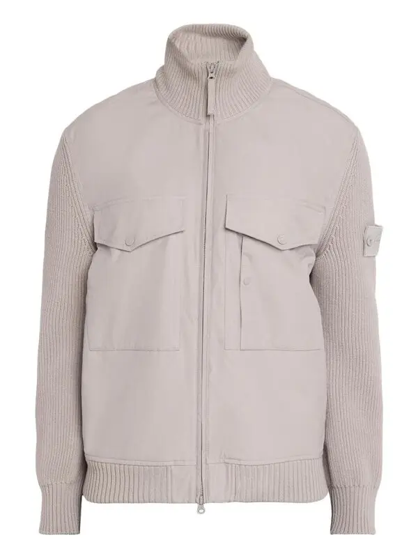 Stone Island Wool And Cotton Hybrid Knit Blouson - Dust