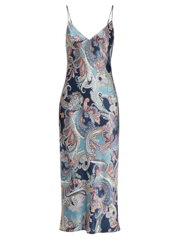 L'Agence Seridie Paisley Mid-length Slip Dress - Midnight Multi