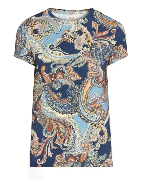 L'Agence Ressi Paisley Short-sleeve Jersey T-shirt - Midnight Multi