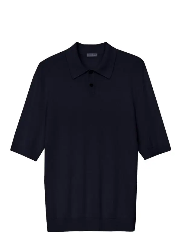 Iris Von Arnim Cashmere And Silk Knit Polo Shirt - Navy