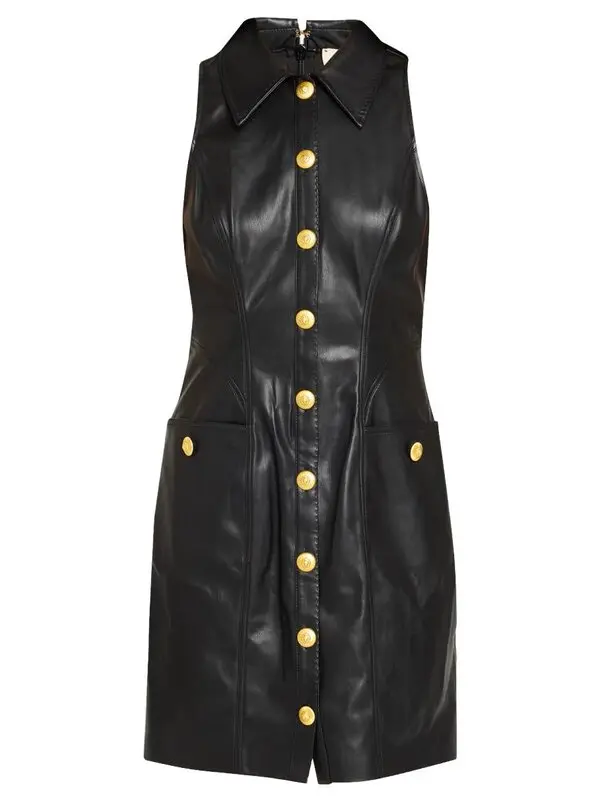 L'Agence Apolline Sleeveless Faux-leather Mini Dress - Black