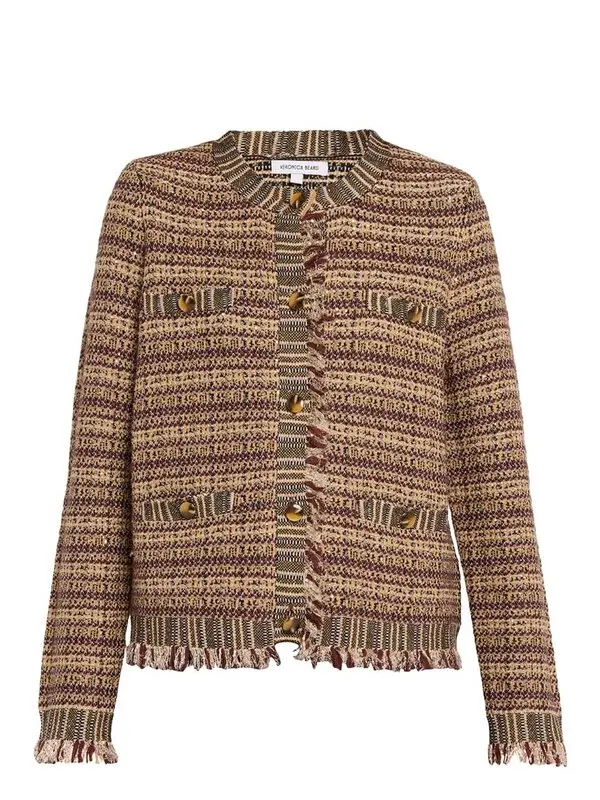 Veronica Beard Sariyah Striped Wool-blend Knit Jacket - Burgundy Multi