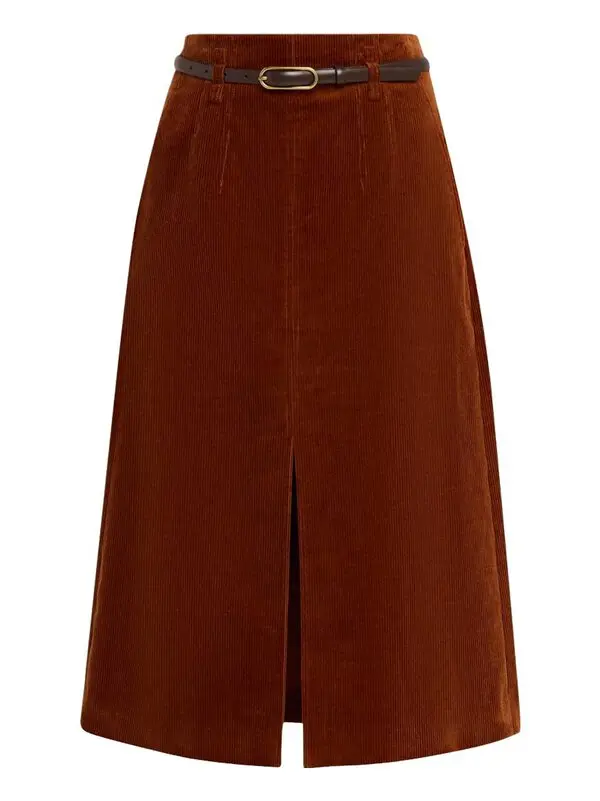 Veronica Beard Alexie Corduroy Midi Skirt - Rust