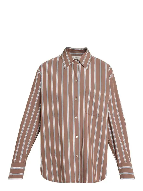 Vince Stripe Button-front Shirt - Brown Multi