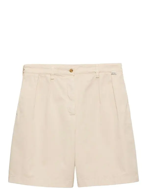 Prada Pleated Cotton Twill Bermuda Shorts - Sable