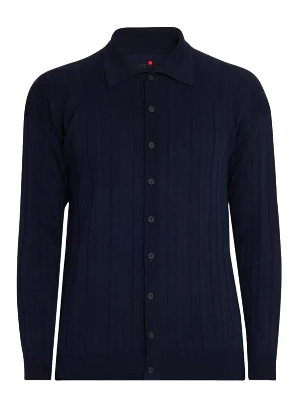 Kiton Cotton & Cashmere Knit Button-down Shirt - Navy