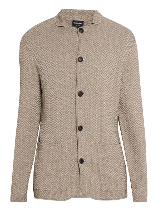 Giorgio Armani Ottoman Chevron Single-breasted Jacket - Silver