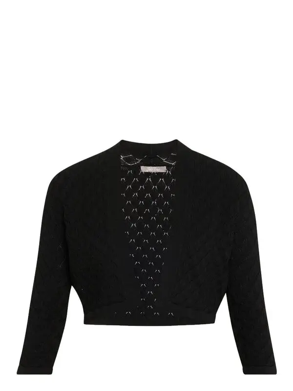 Lela Rose Pointelle Knit Bolero Jacket - Black
