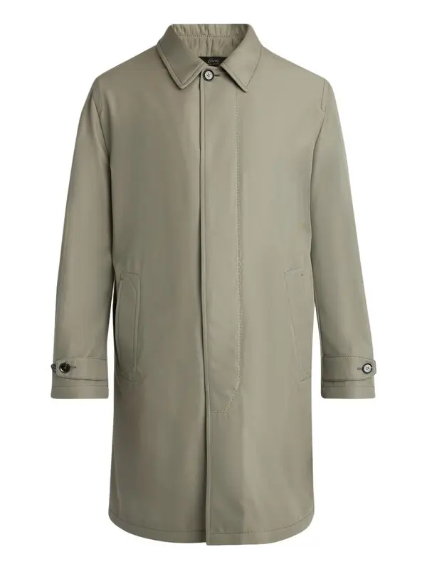 Brioni Silk Button-front Car Coat - Cloud