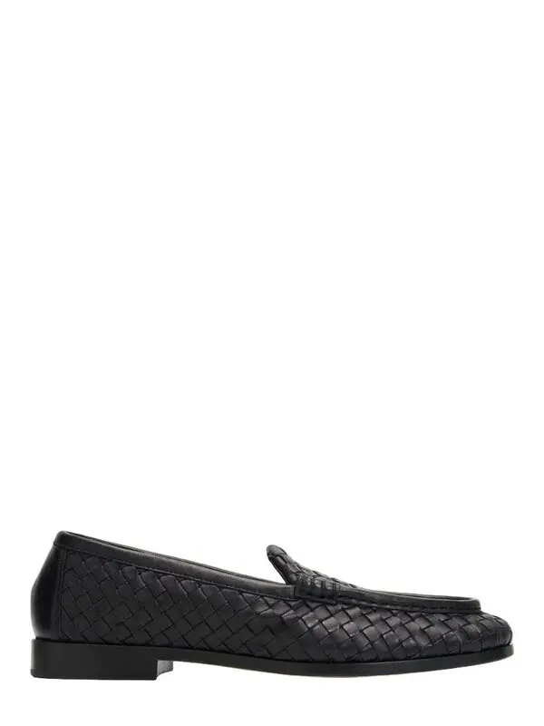 Bottega Veneta Silenzio Intrecciato Leather Loafers - Nero