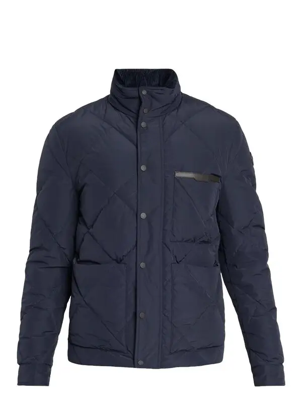 Moncler Aquaflect Quilted Leather-trim Jacket - Blue