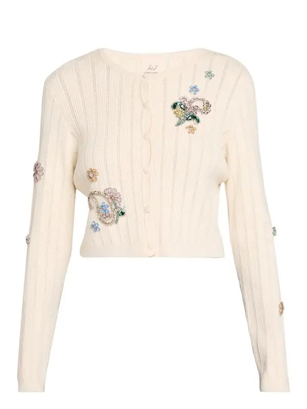 Cinq À Sept Allison Embellished Cardigan - Ivory/multi