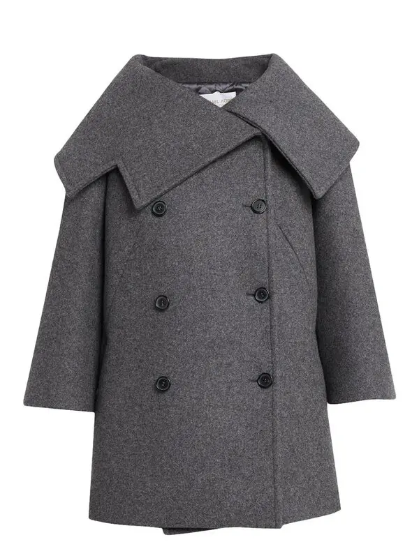 Michael Kors Portrait Wool Double-breasted Peacoat - Graphite Multi