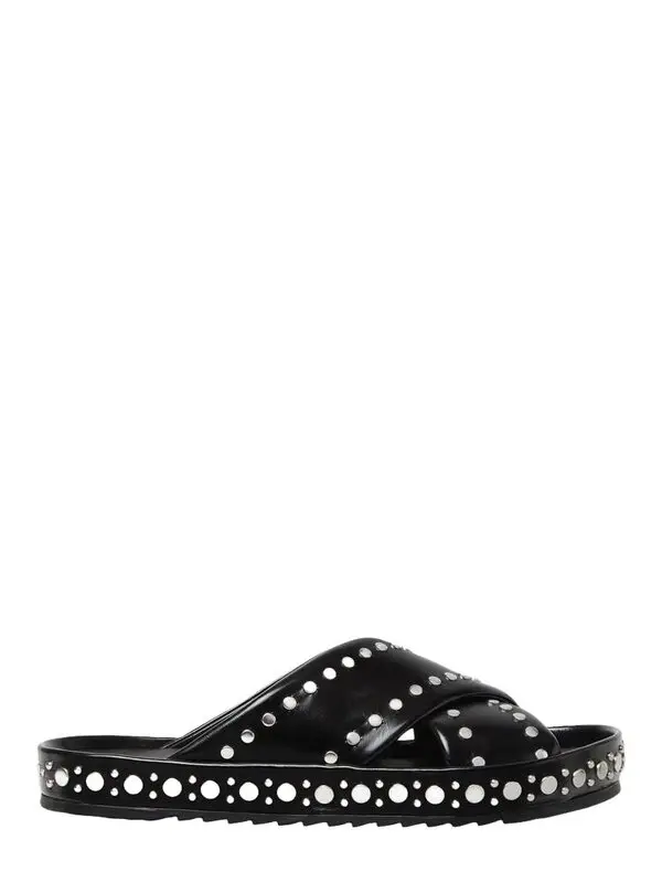 Fendi Double Leather Crisscross-strap Sandals - Nero Palla
