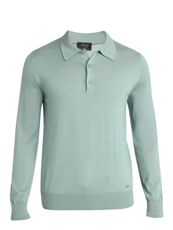 Brioni Cashmere-silk Polo Sweater - Cloud