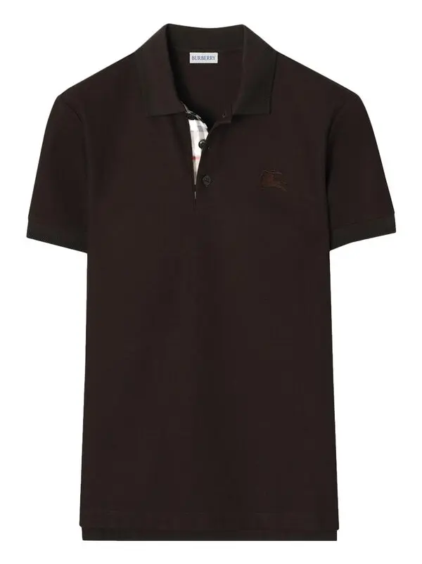 Burberry Eddie Check-placket Cotton Polo Shirt - Brown
