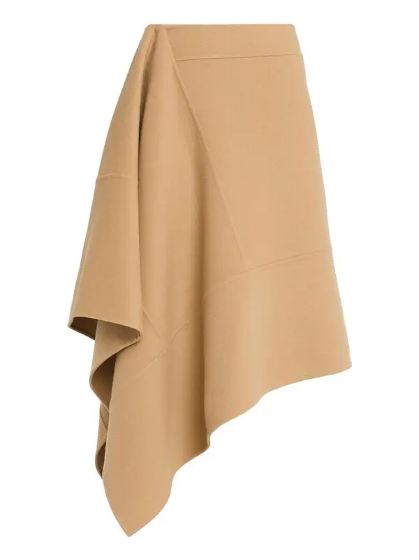 Michael Kors Asymmetric Wool Midi Skirt - Fawn
