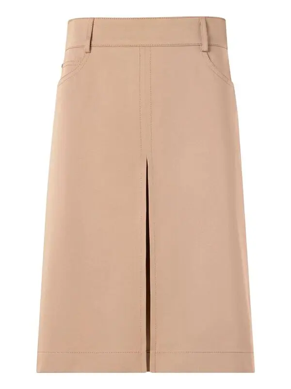 Akris Box Pleat Cotton Gabardine A-line Skirt - Beige