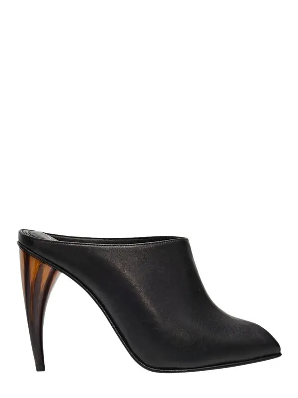 Alexander McQueen 105mm Horn Leather Peep-toe Mules - Black
