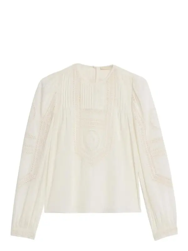 Ulla Johnson Marlowe Embroidered Long-sleeve Blouse - Pristine