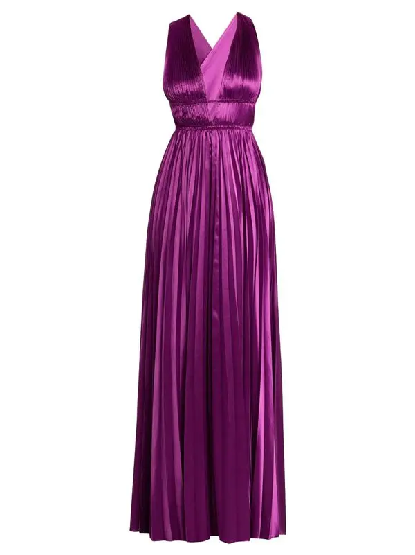 Ulla Johnson Lena Pleated Satin Gown - Amaranth