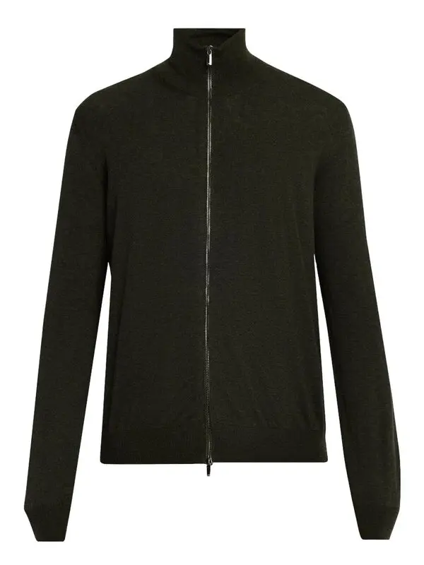 Massimo Alba Noel Wool And Cotton Full-zip Sweater - Hunter