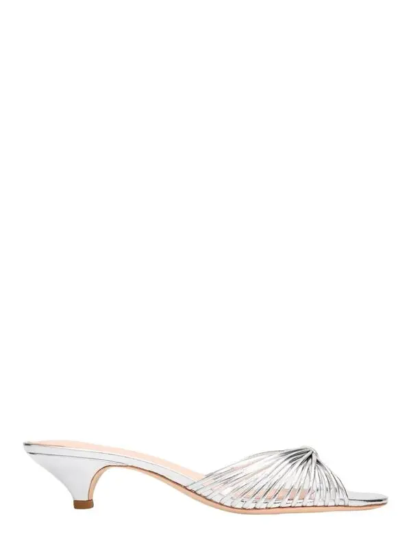 LOEFFLER RANDALL 40mm Dixie Strappy Metallic Leather Slide Sandals - Silver