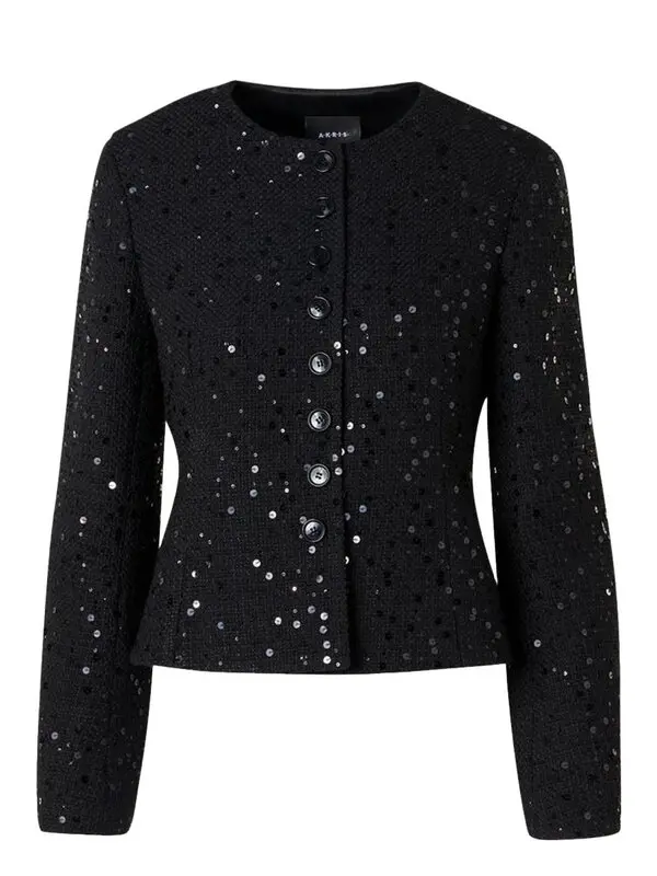 Akris Kelis Sequined Tweed Jacket - Black