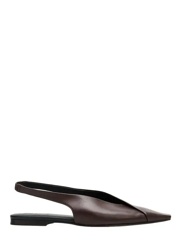 Brunello Cucinelli Leather Square-toe Slingback Flats - Dark Brown