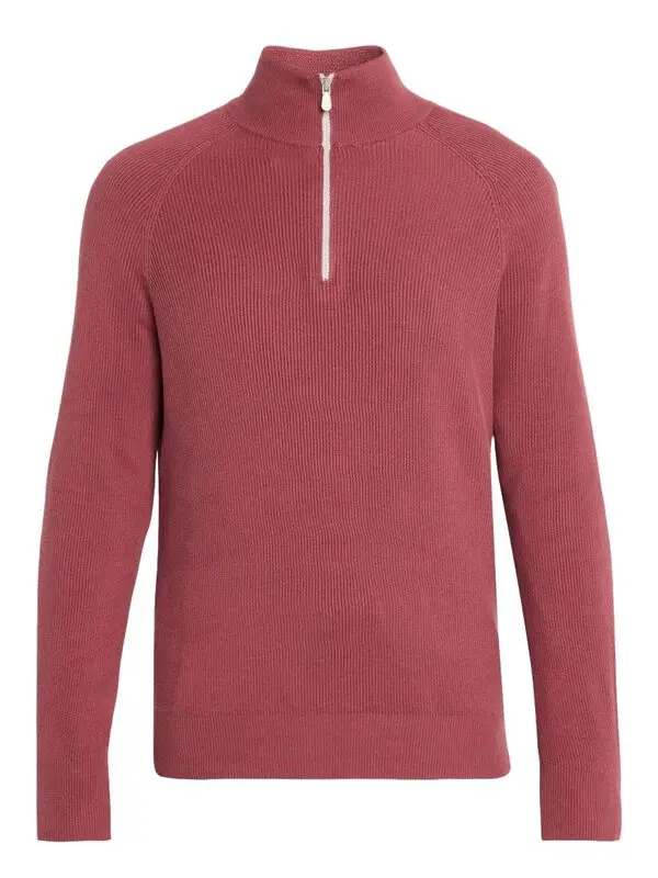 Brunello Cucinelli Cotton English Rib Half-zip Sweater - Cora