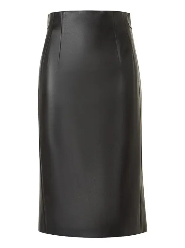 Akris Lamb Nappa Leather Pencil Skirt - Black