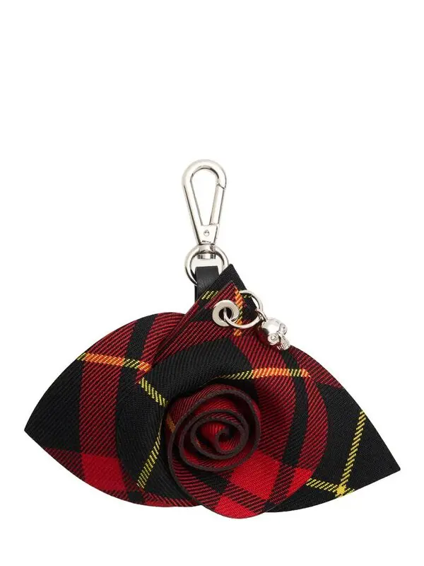 Alexander McQueen Rose Tartan Bag Charm - Black Multi