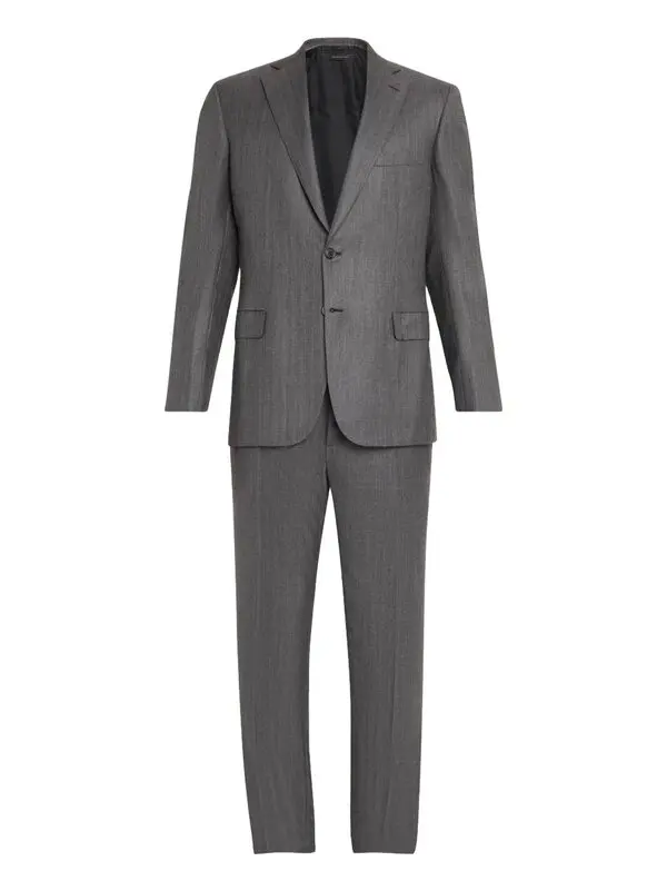 Brioni Tonal Herringbone Wool-silk Two-piece Suit - Graphite Pink