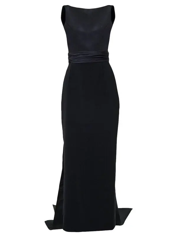 Carolina Herrera Sleeveless Silk Column Dress With Train - Black