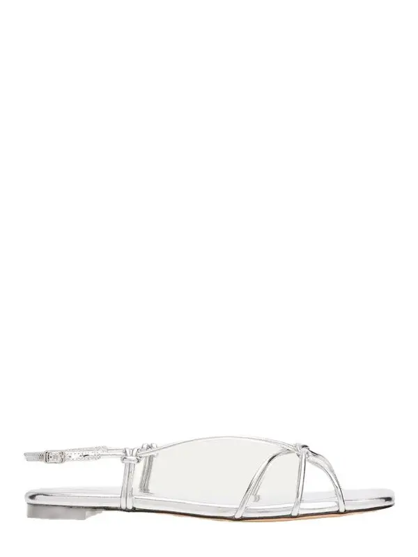 LOEFFLER RANDALL Karly Strappy Flat Metallic Leather Sandals - Silver