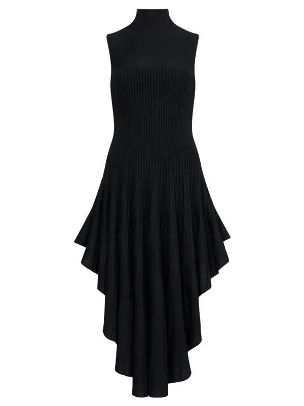 Alaïa Mock-neck Sleeveless Sculpted Pointed Midi Dress - Noir