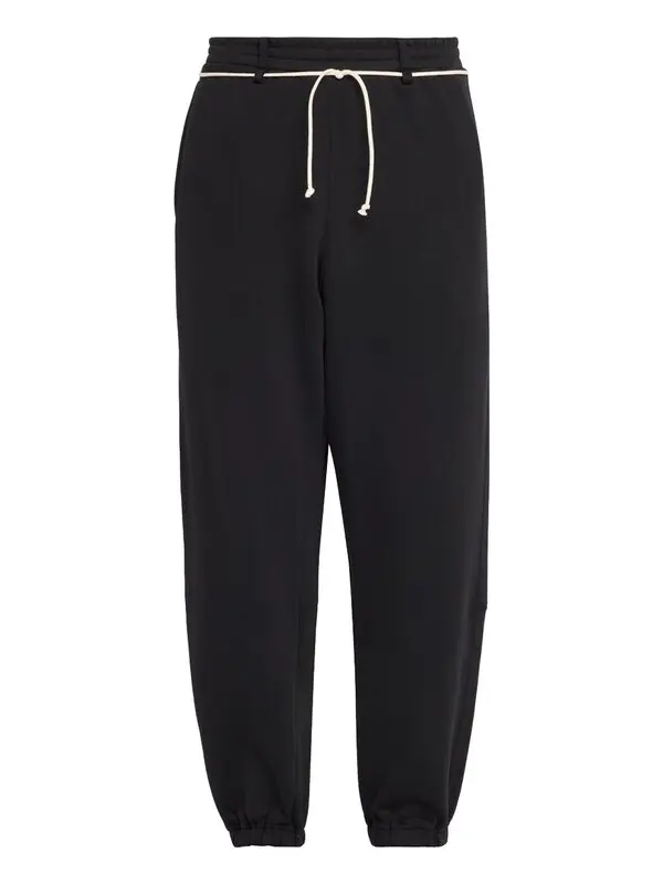 MORDECAI Fleece Stripe-trim Drawcord Joggers - Black