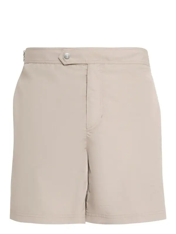 Brunello Cucinelli Tabbed-waistband Nylon Swim Shorts With Piping - Cold