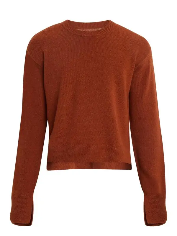 SANDERLAK Cropped Crewneck Sweater - Rust