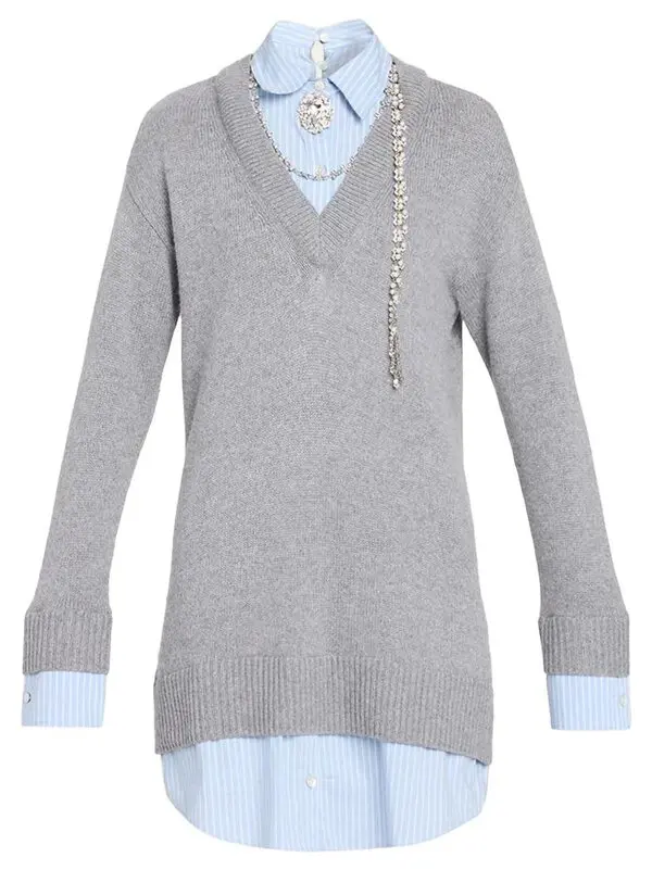 Cinq À Sept Satina Layered Necklace Mini Dress - Heather Grey