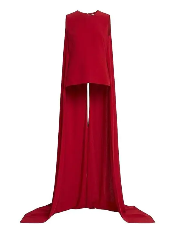 Michael Kors Opera Draped Wool Crepe Blouse - Ruby