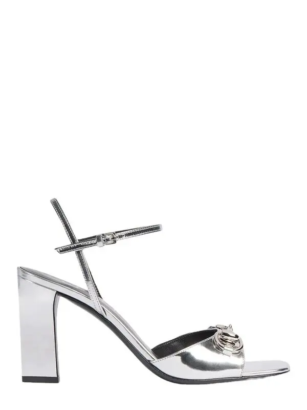 Gucci 85mm Signora Metallic Leather Ankle-strap Sandals - Silver