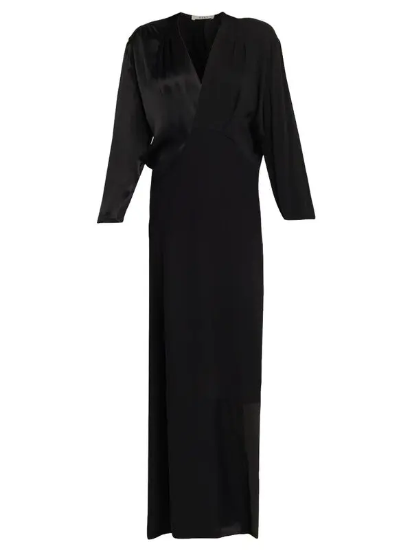 6397 Long Patchwork S-curve Dress - Black