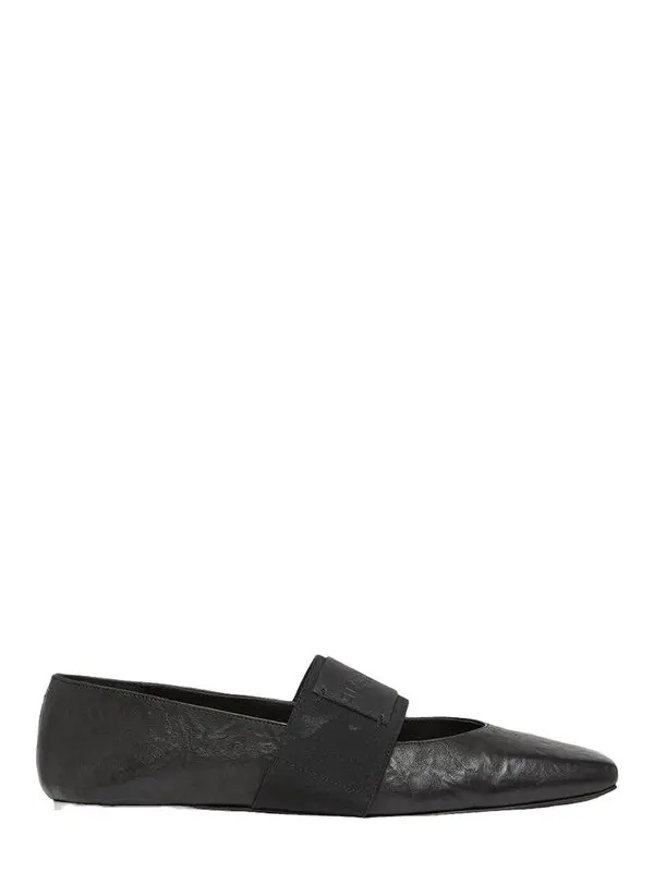 Givenchy Sliced Square Textured Leather Square-toe Ballerina Flats - Black